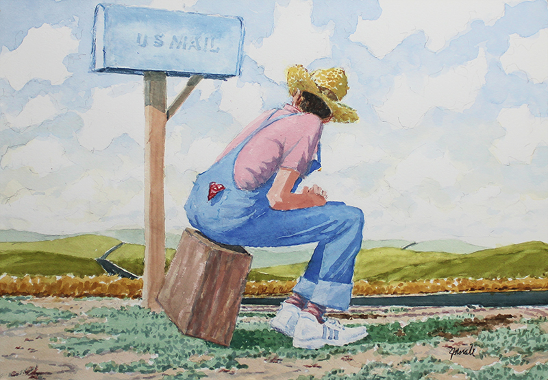 Waiting (Man sitting by mailbox) by John Norall | Annex Galleries Fine ...