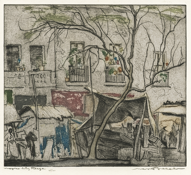 Mexico, City Plaza by Max Pollak | Annex Galleries Fine Prints