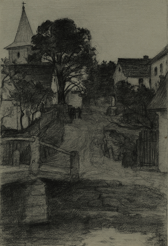 Abend im Dorf (Evening in the Village) - preparatory drawing, with the ...