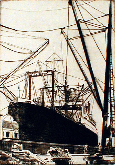 S.S. Cleveland - Unloading Lumber - S.F. by Dayton Raymond Eugene Brown ...