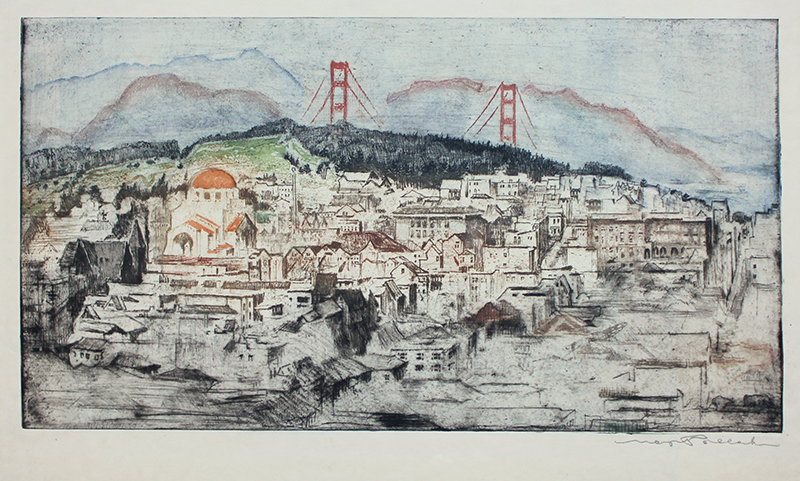 San Francisco, View with Temple Emanuel by Max Pollak | Annex Galleries ...